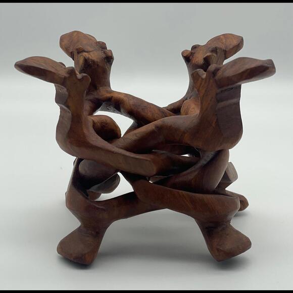 Other | Vintage Hand Carved Camel Interlocking Wood Plant Stand | Poshmark